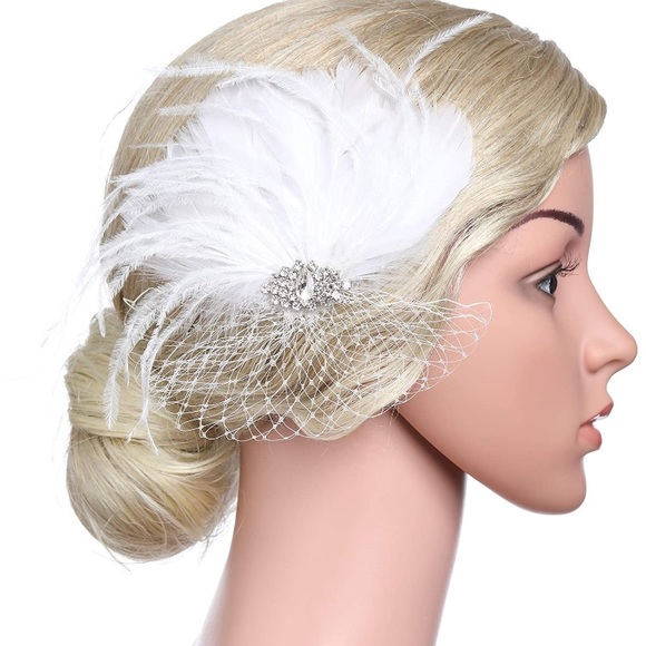 Accessories | Veil Feather Fascinator Hair Clip | Poshmark